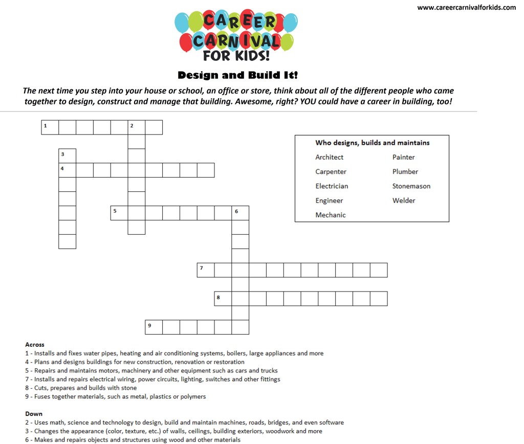 Activity Sheets – Career Carnival for Kids